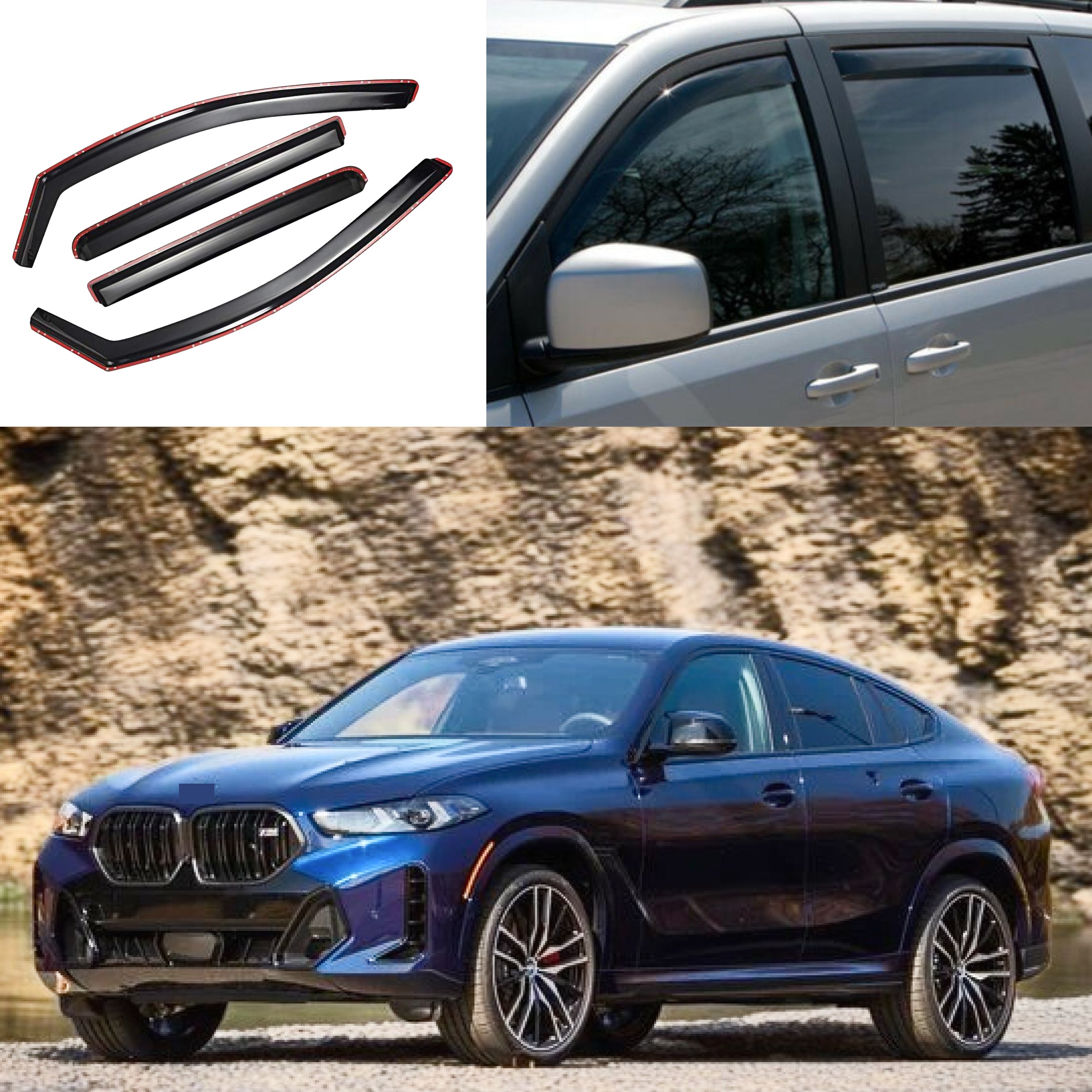 For BMW X6 2020-2025 In-Channel Vent Window Visors Rain Sun Shade ...