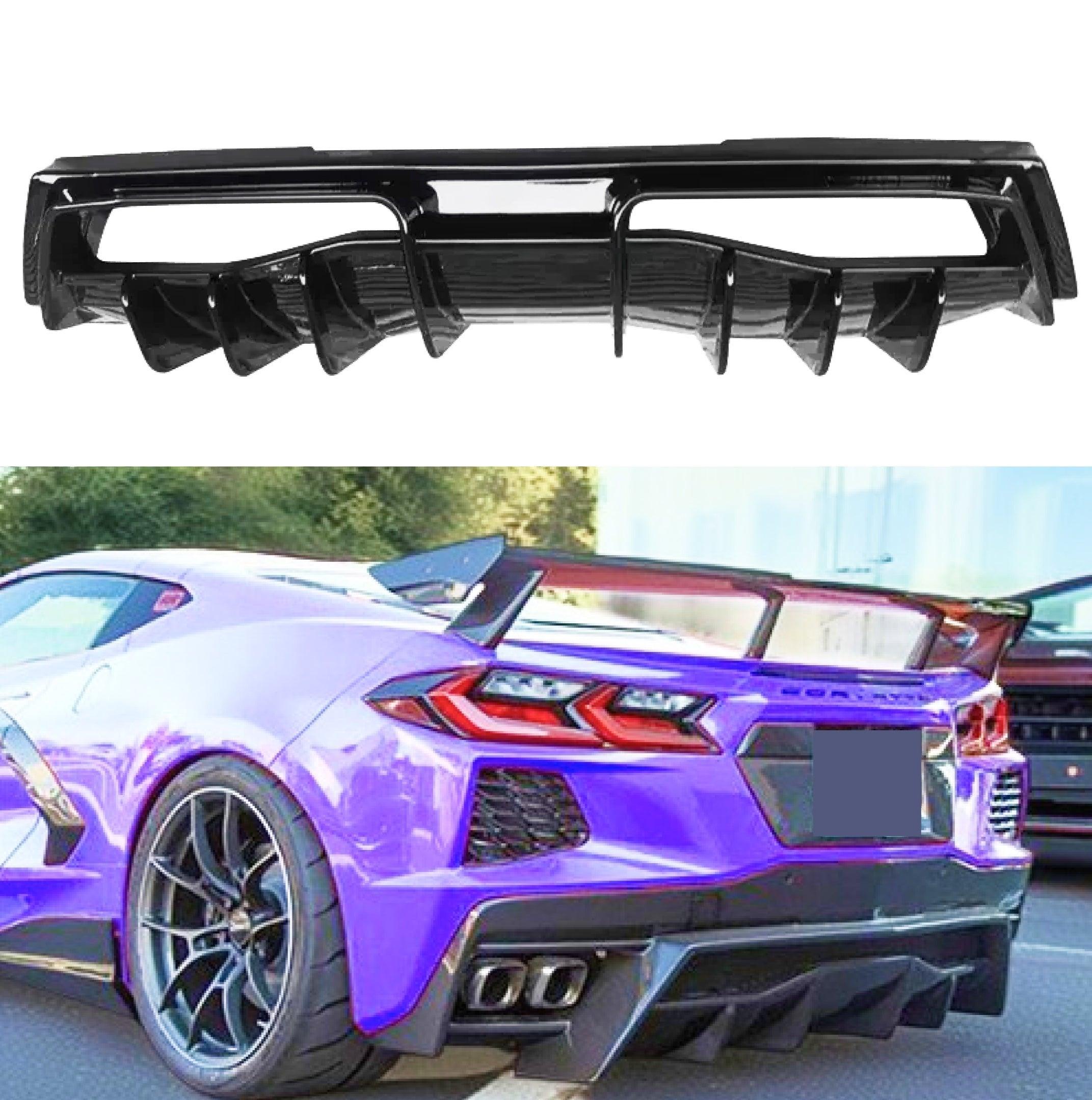 Shark Fin Style Gloss Black Rear Bumper Lip Diffuser Spoiler Fits ...