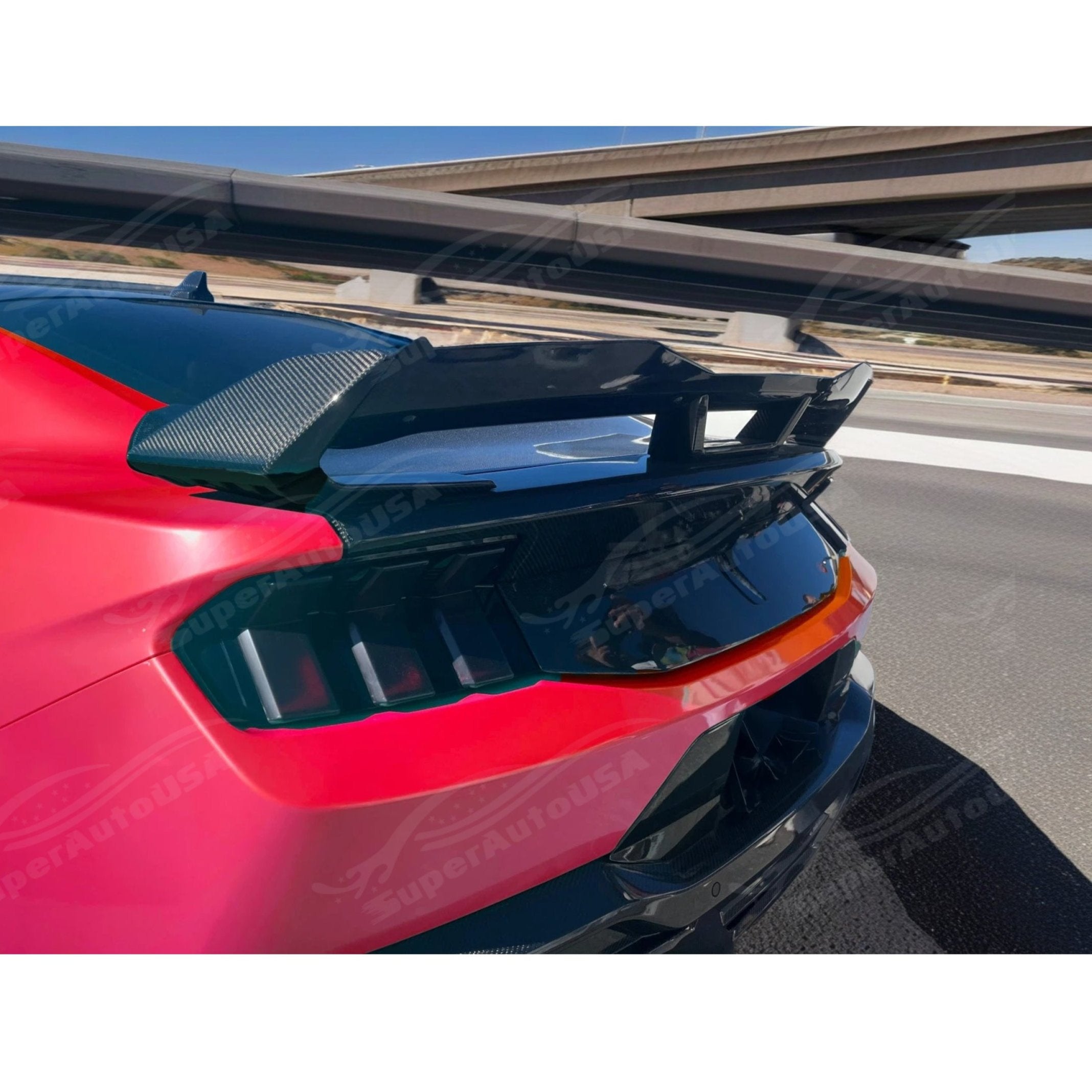 Carbon Fiber Rear Spoiler W/ Gurney Flap Fit 2024-2025 Up Ford Mustang ...