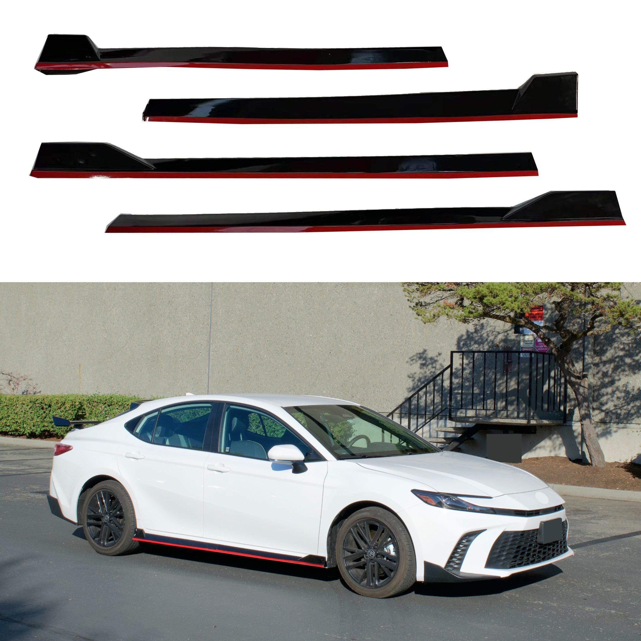 Side Body Skirts Gloss Black with Red Trim Fit 2025-2027 Toyota Camry ...