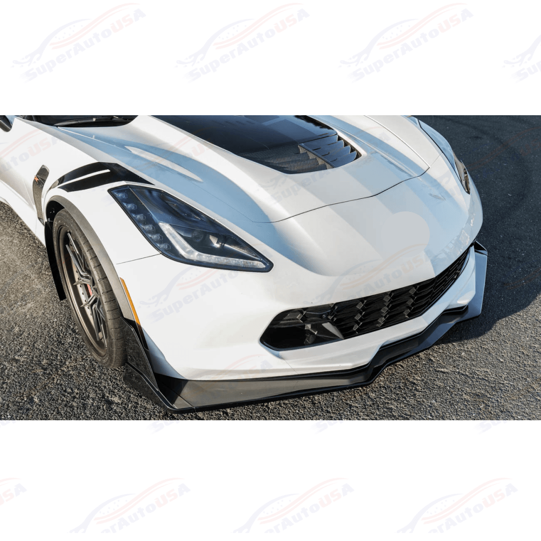 Fits 14-19 Corvette C7 Stage 3.5 Painted Metallic Black Extended Front ...