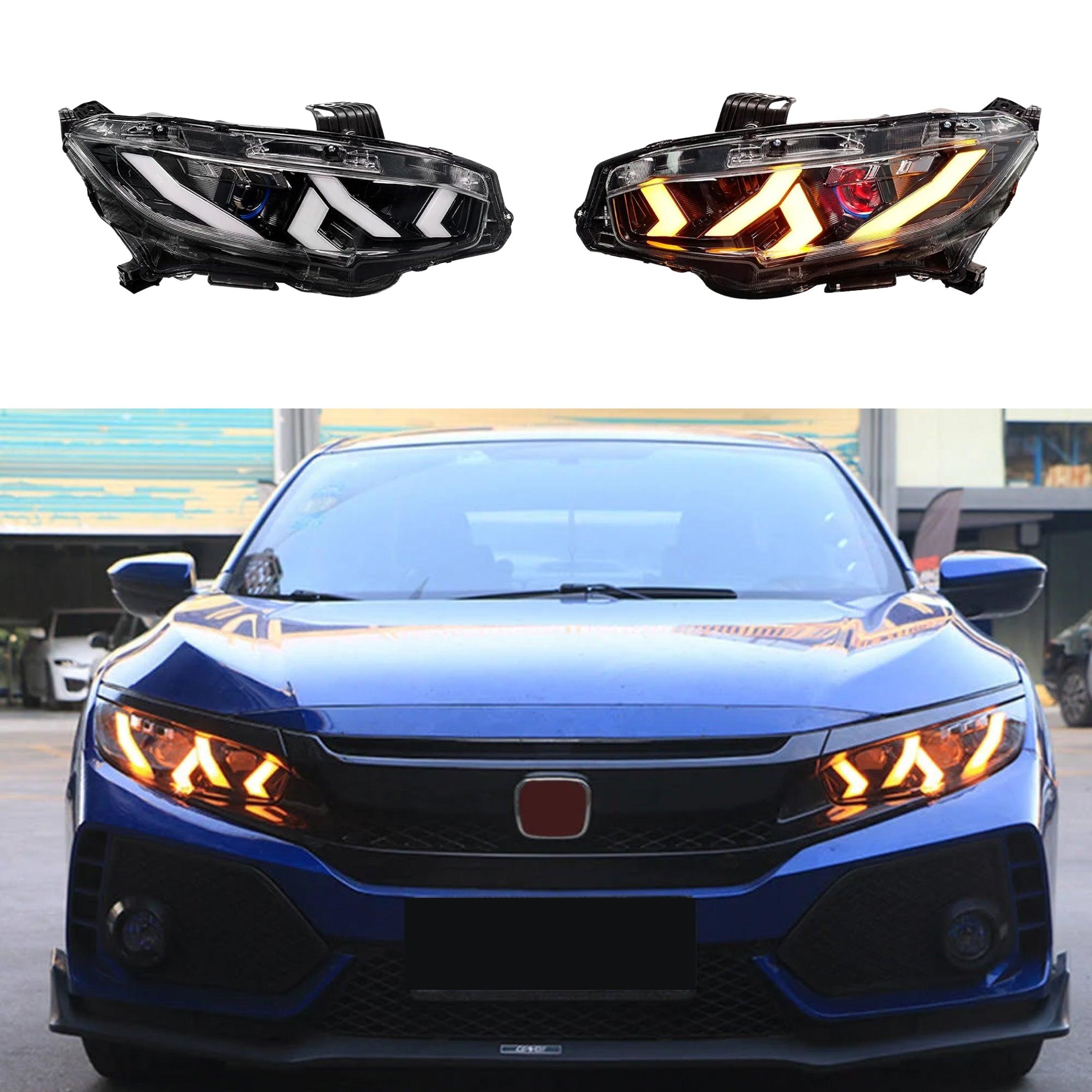 Fits Honda Civic 2016-2021 Demon Eye Head Light Front Lamps Assembly ...
