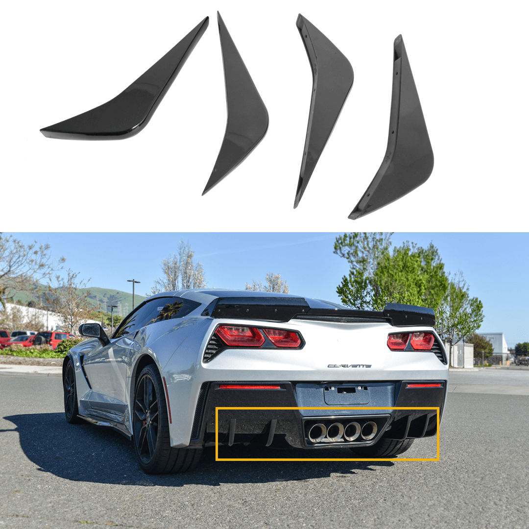 Fits 2014-2019 Corvette C7 Rear Bumper Lower Air Diffuser Fins ...