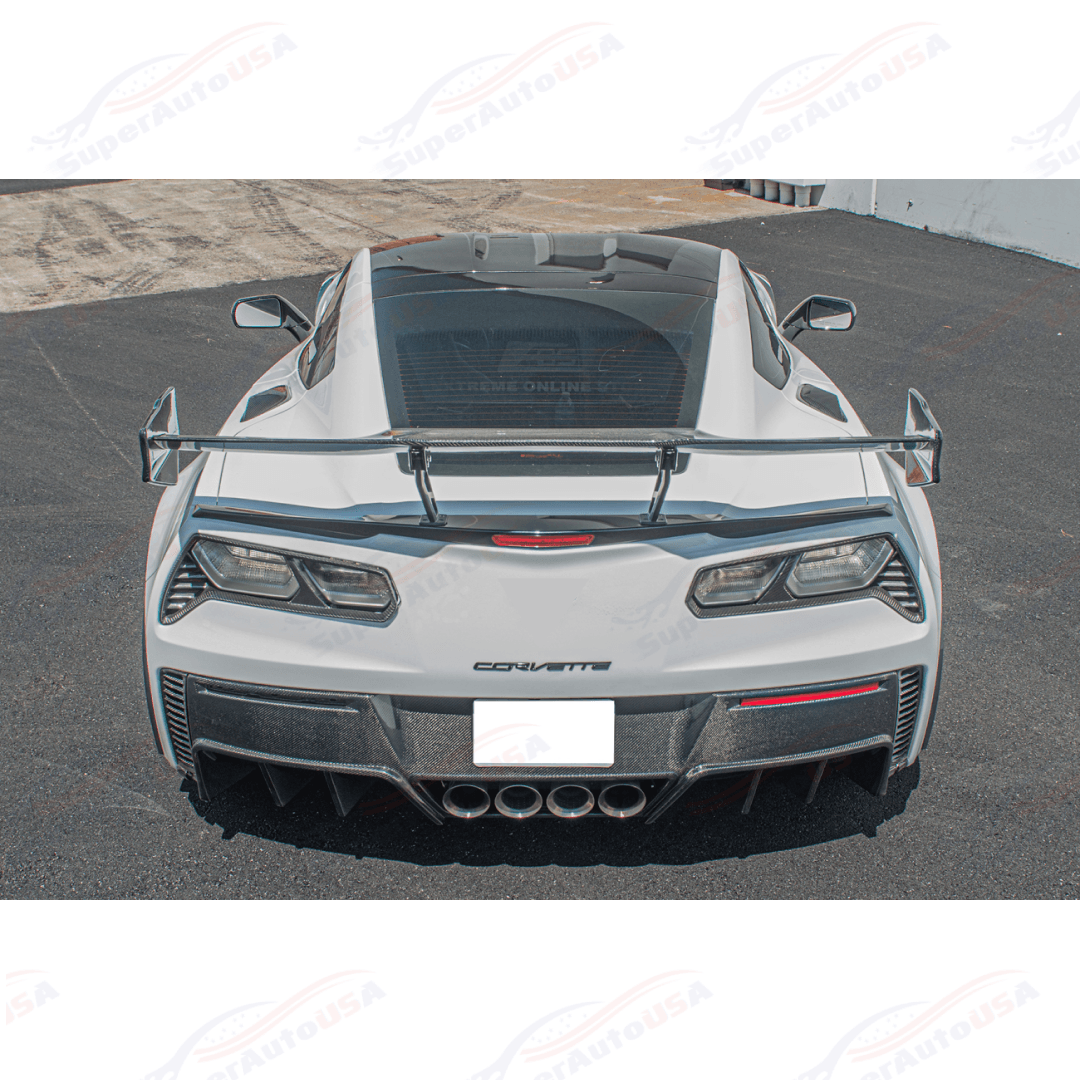 Fits 14-Up Corvette C7 GM Factory Package Carbon Fiber Rear Bumper Dif ...
