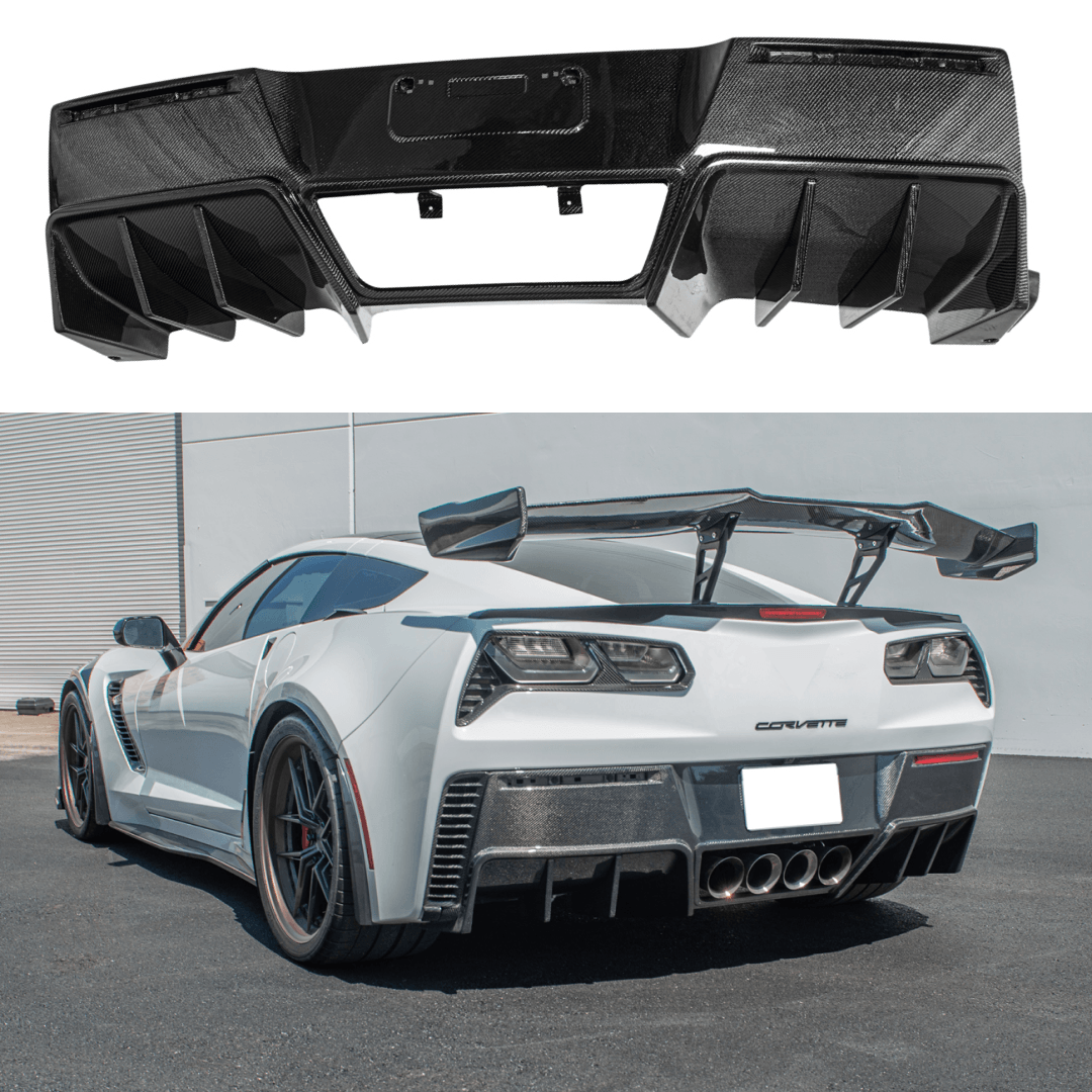 Fits 14-Up Corvette C7 GM Factory Package Carbon Fiber Rear Bumper Dif ...