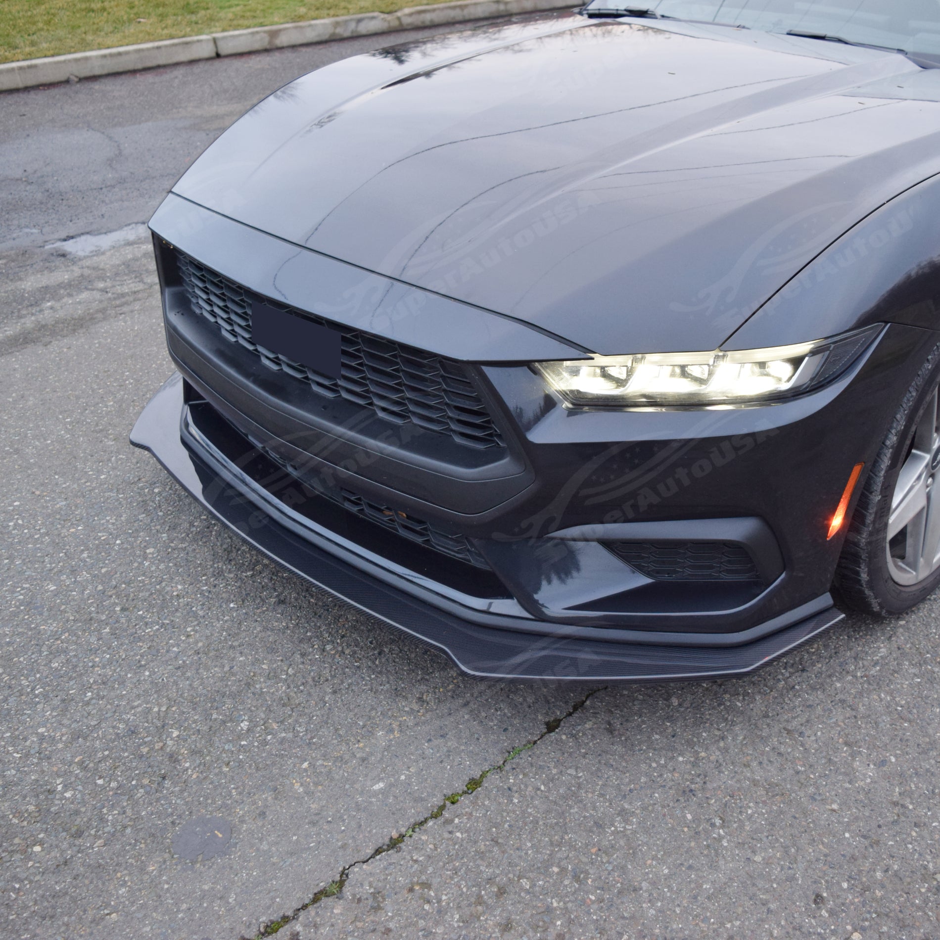Real Carbon Fiber Front Splitter Lip Spoiler For Ford Mustang 2024-2025 ...