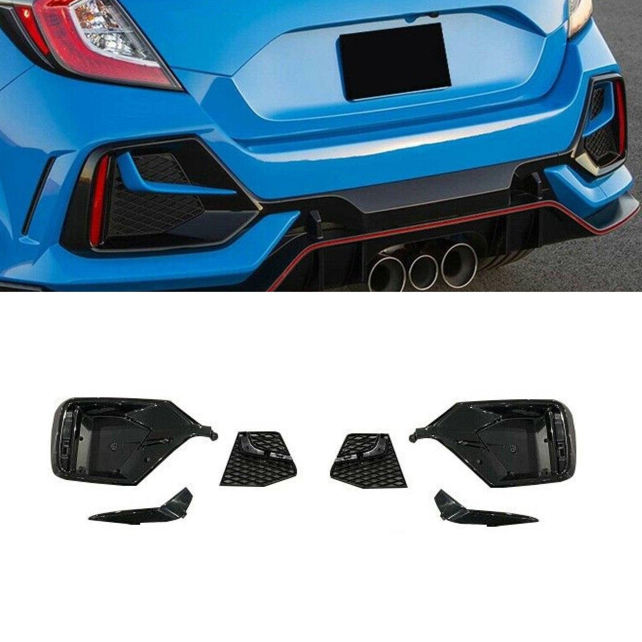 Fits 17-21 Honda Civic Hatchback w/ Reflectors Rear Bumper Garnish ...