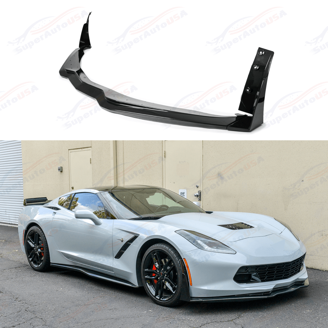 Fits Corvette C7 Carbon Flash Front Lip W/ Stage 3 Wicker-bill Side Wi ...