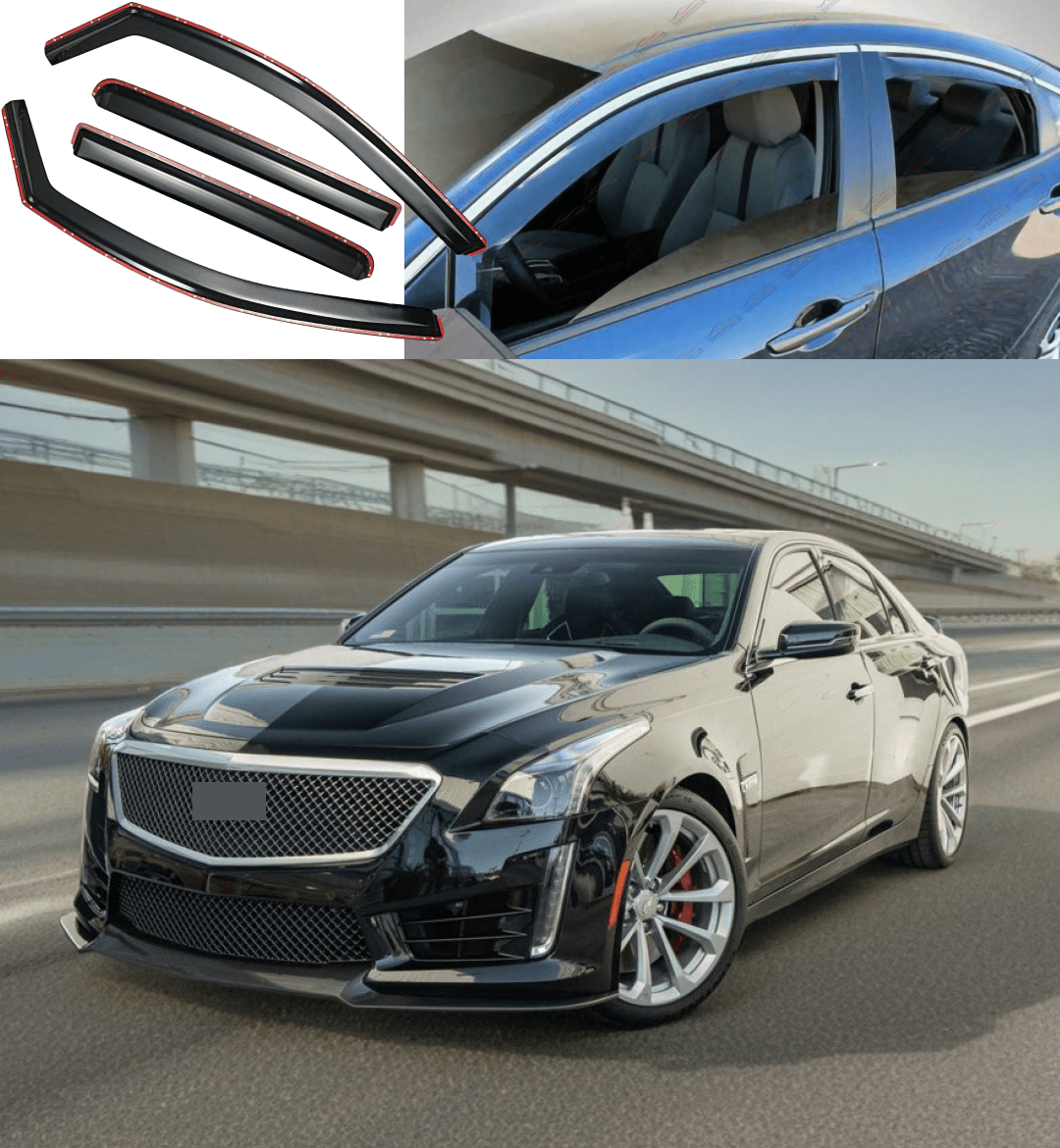 Fits Cadillac CTS-V 2016-2019 In-Channel Rain Guards Window Visor ...