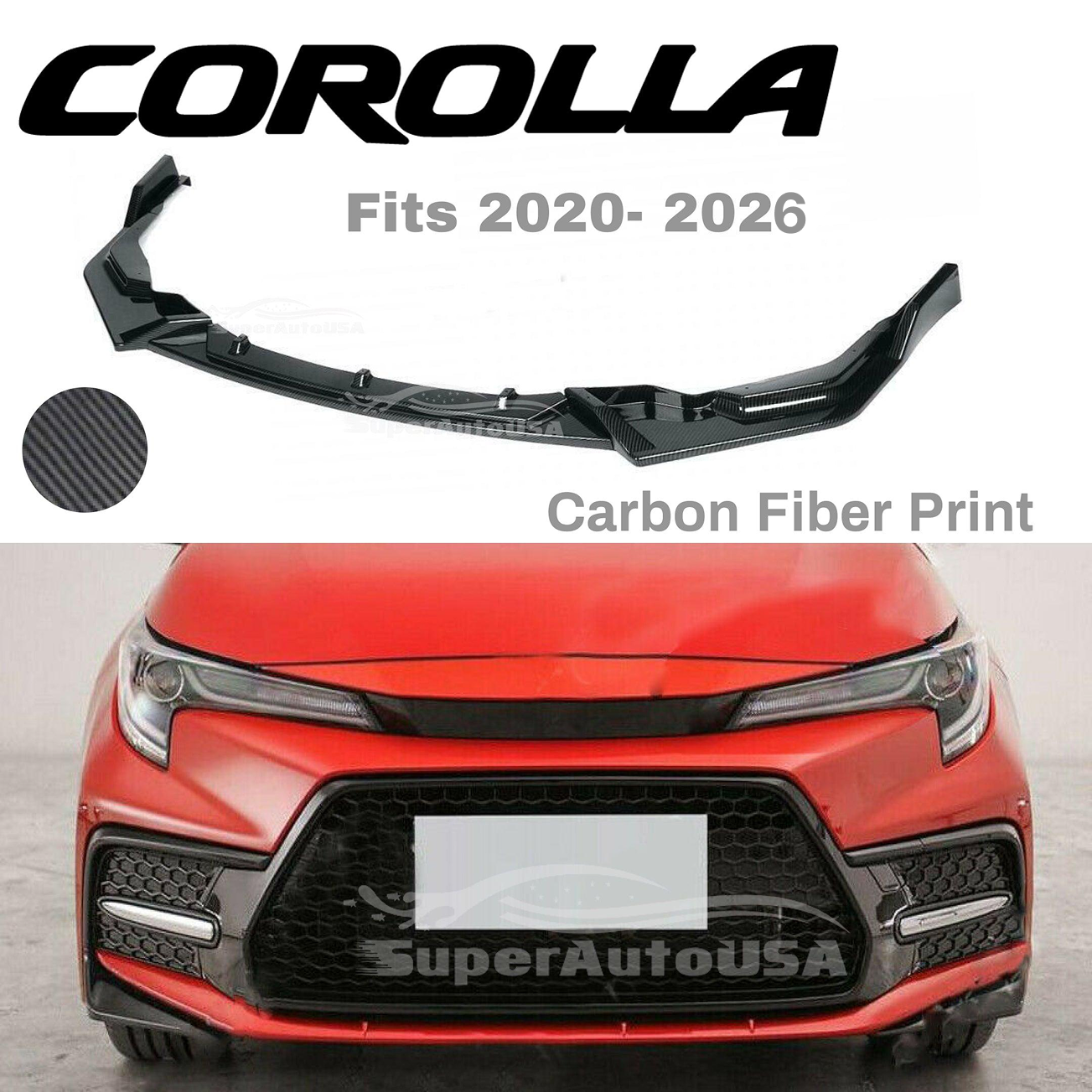 Front Lip - Carbon Fiber Print | Fits Toyota Corolla SE XSE (2020-26 ...