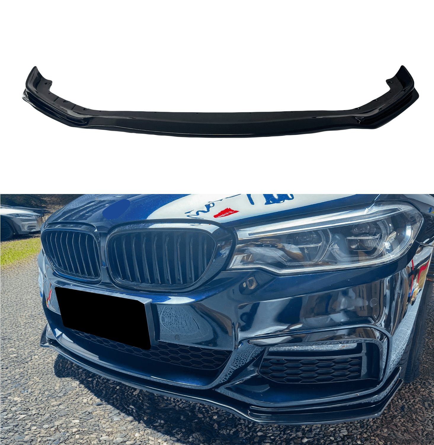 Fit 2017-2020 BMW G30 LCI M Sport Gloss Black Front Splitter Lip ...
