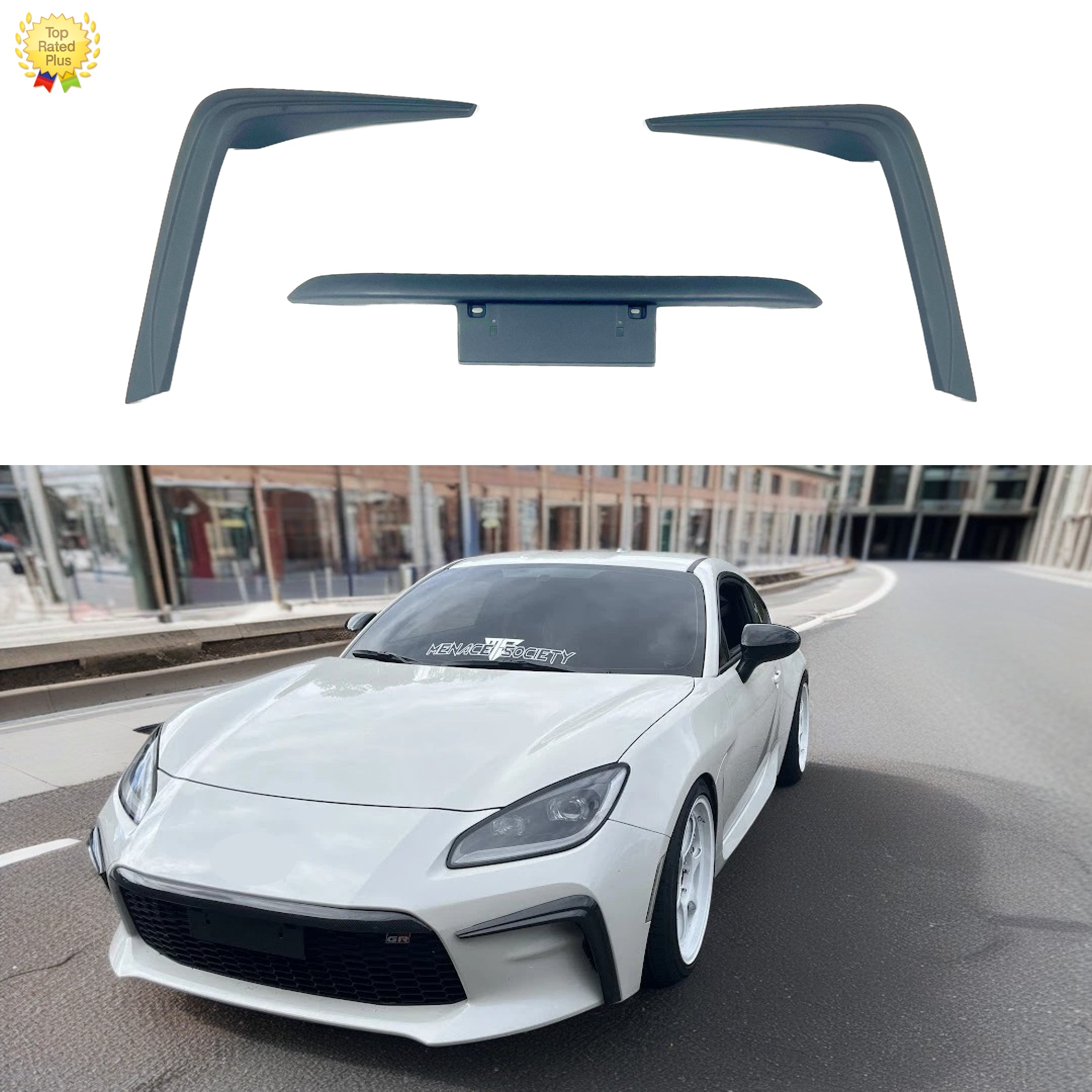 Fits 2022-2025 Toyota GR86 Matt Black PU Front Bumper Garnish w/ Plate ...