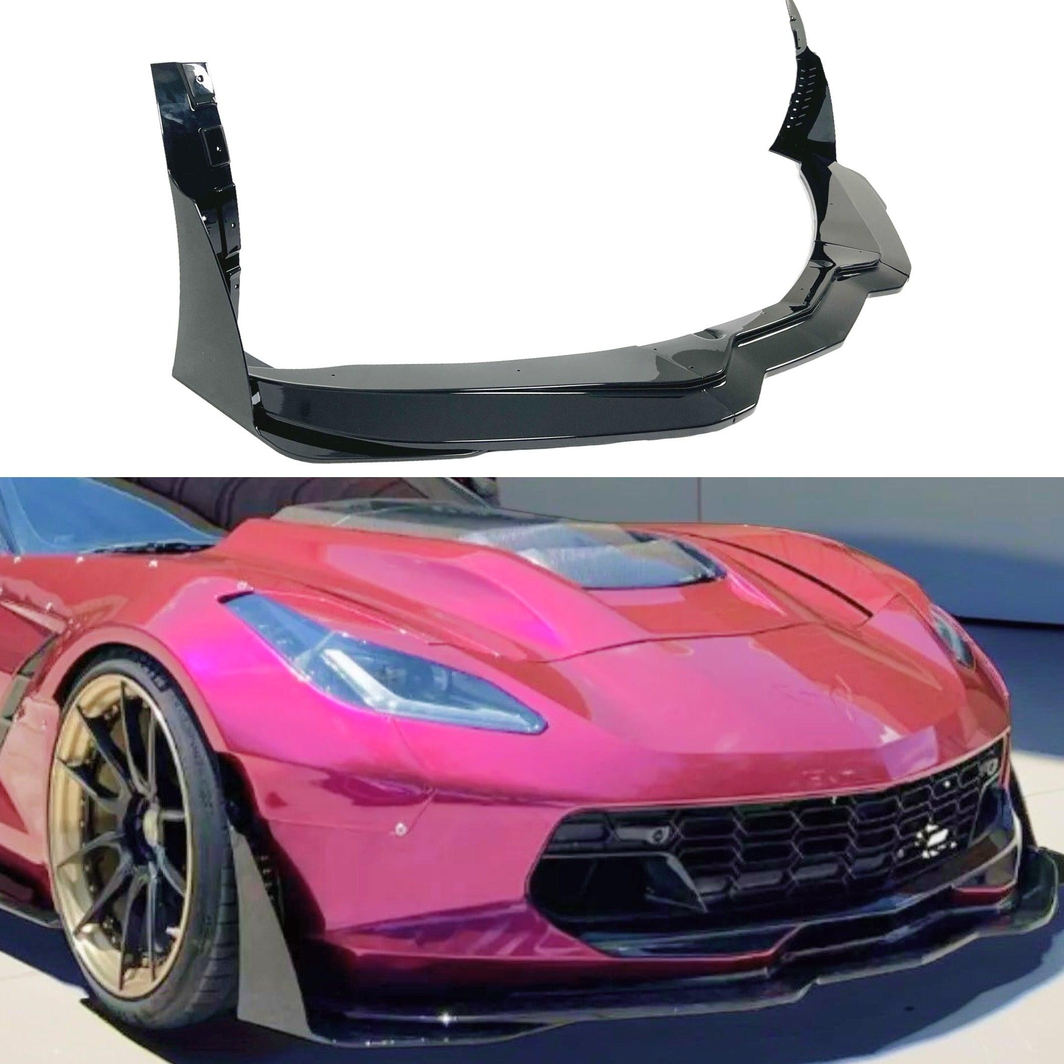 Front Lip Splitter + Side Winglets Gloss Black For 2014-2019 Corvette ...