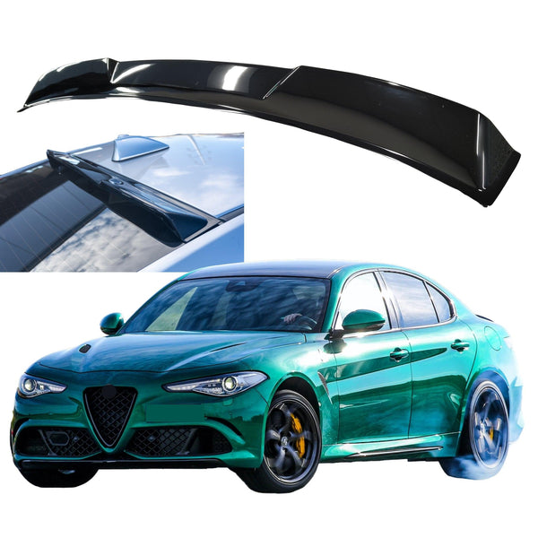 Fits Alfa Romeo Giulia 2017-2024 Gloss Black Rear Roof Window Visor Sp ...
