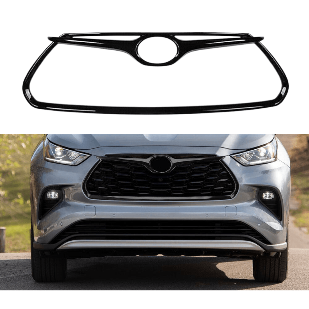 Fits 2020-2024 Toyota Highlander Gloss Black ABS Frame Front Grille Co ...