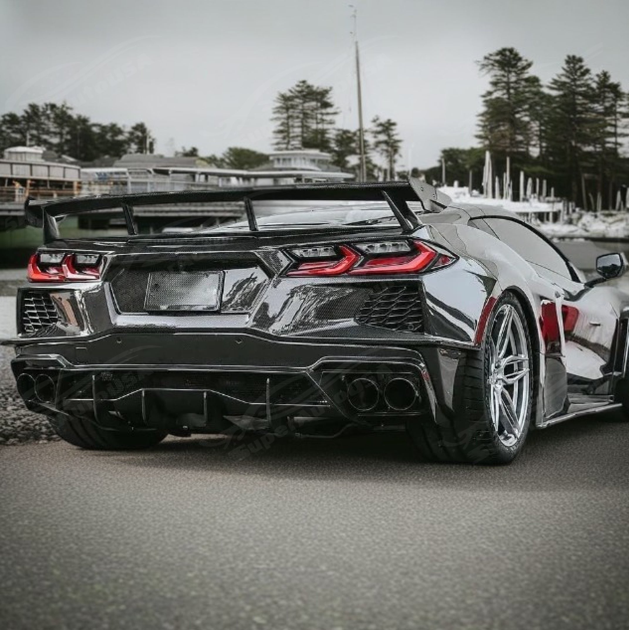 Fit Chevrolet Corvette (C8) 2020-2025 Real Carbon Fiber Rear Bumper ...