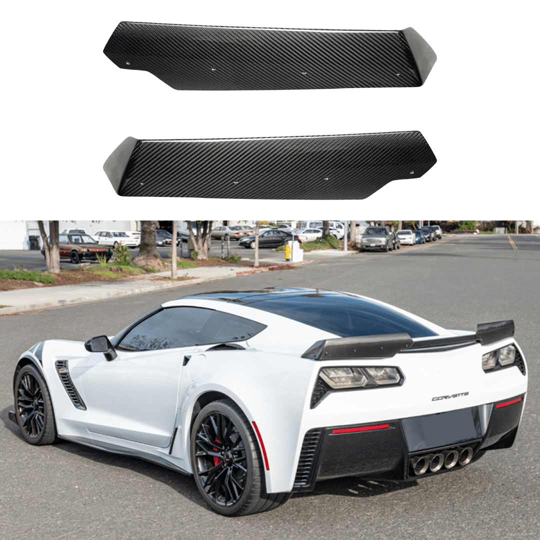 Fits Chevrolet Corvette C7 Carbon Fiber Rear Spoiler SIde Winglets ...