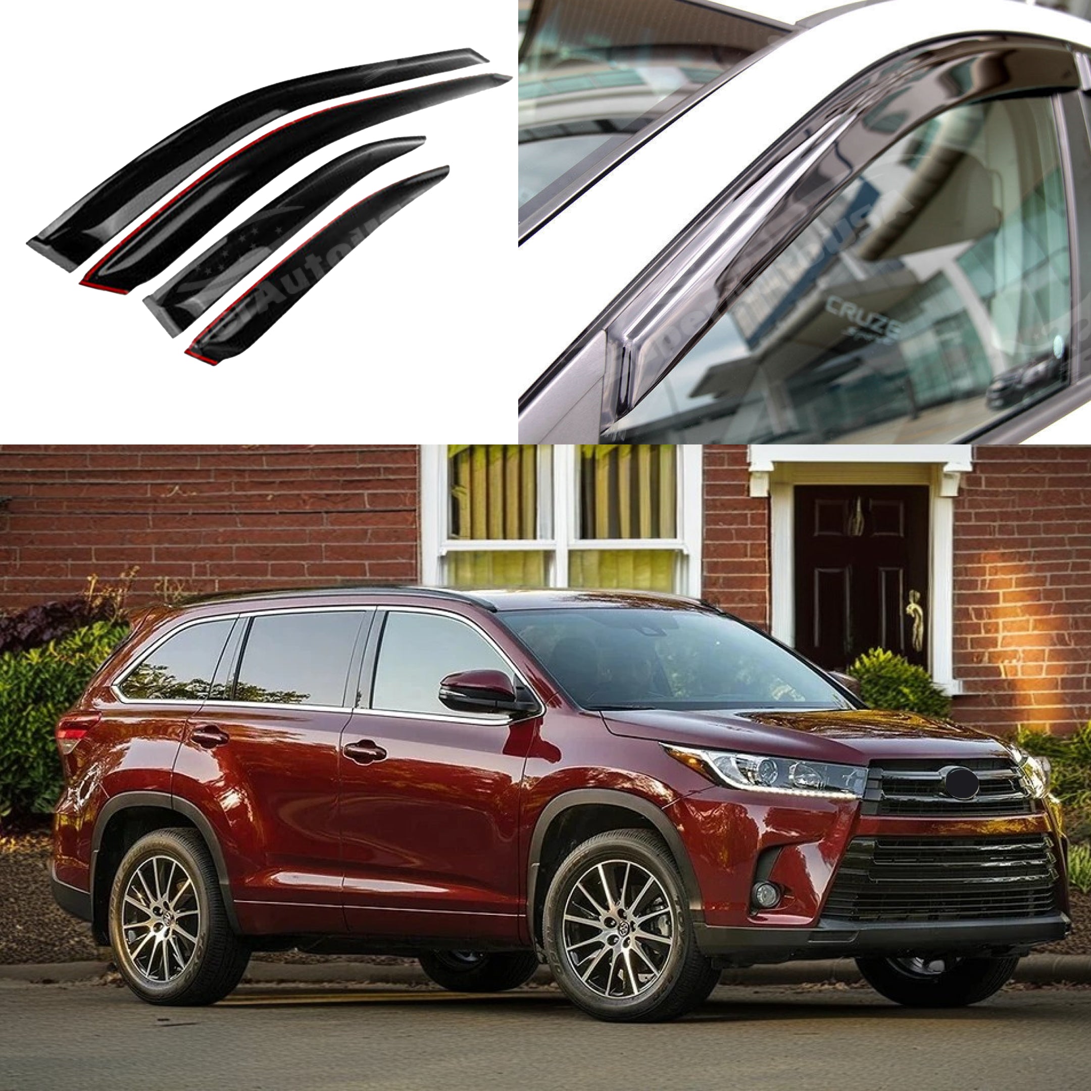 For Toyota Highlander 2014-2019 Rain Guards Window Visors Sun Vent Sid ...