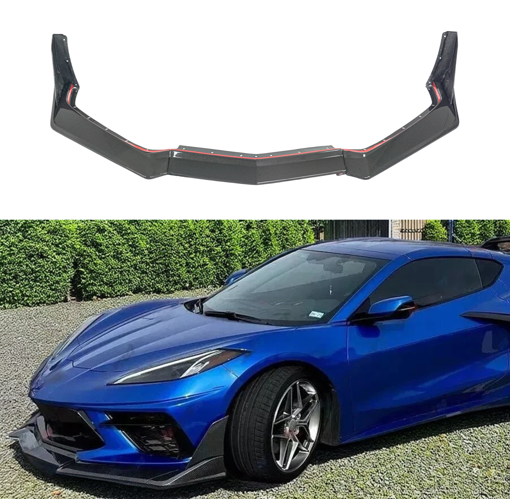 Real Carbon Fiber ZR1 Style Front Lip Fits 2020-25 Chevrolet Corvette ...