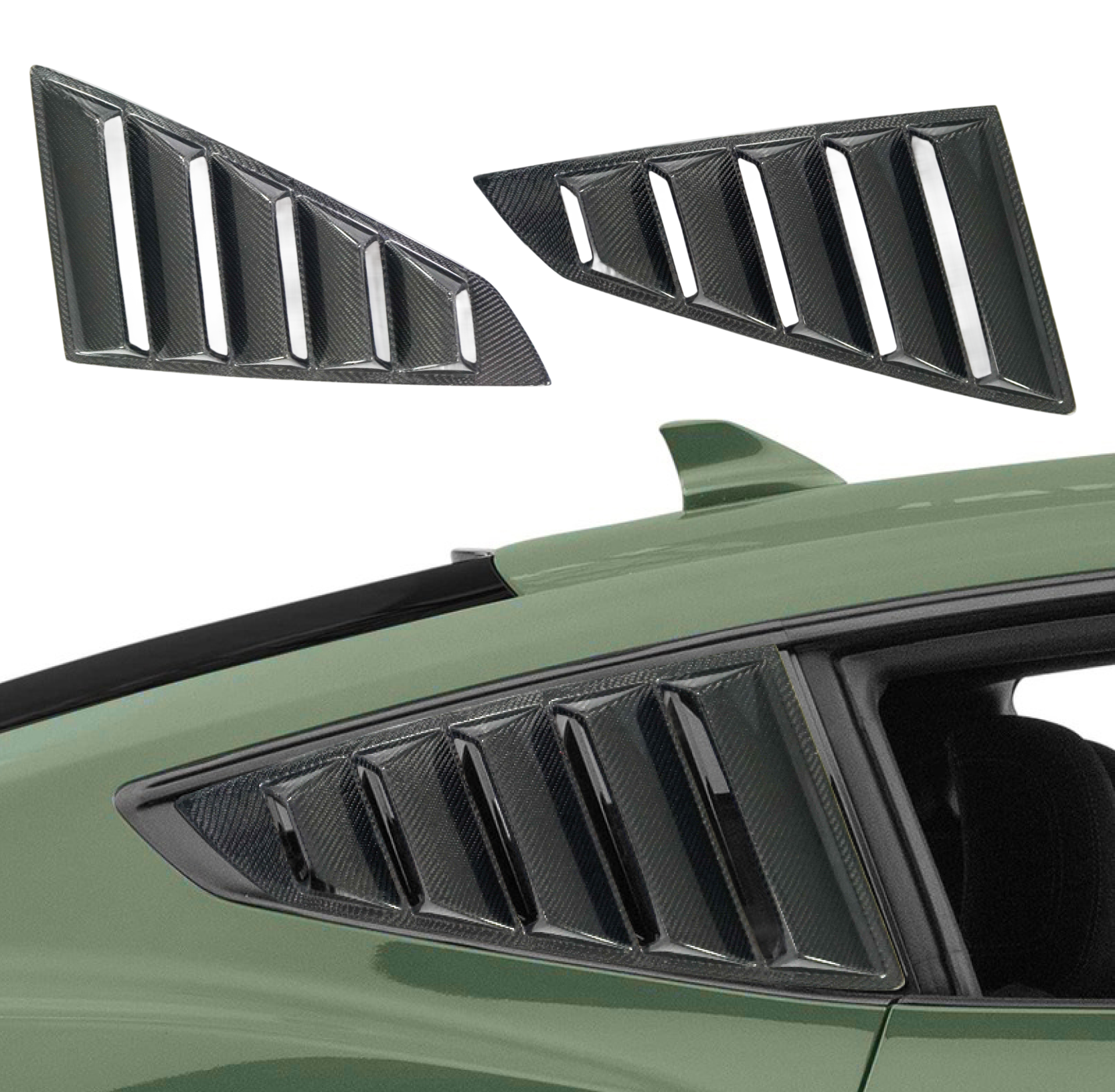 Real Carbon Fiber Side Quarter Window Louver For Ford Mustang 24-25 ...