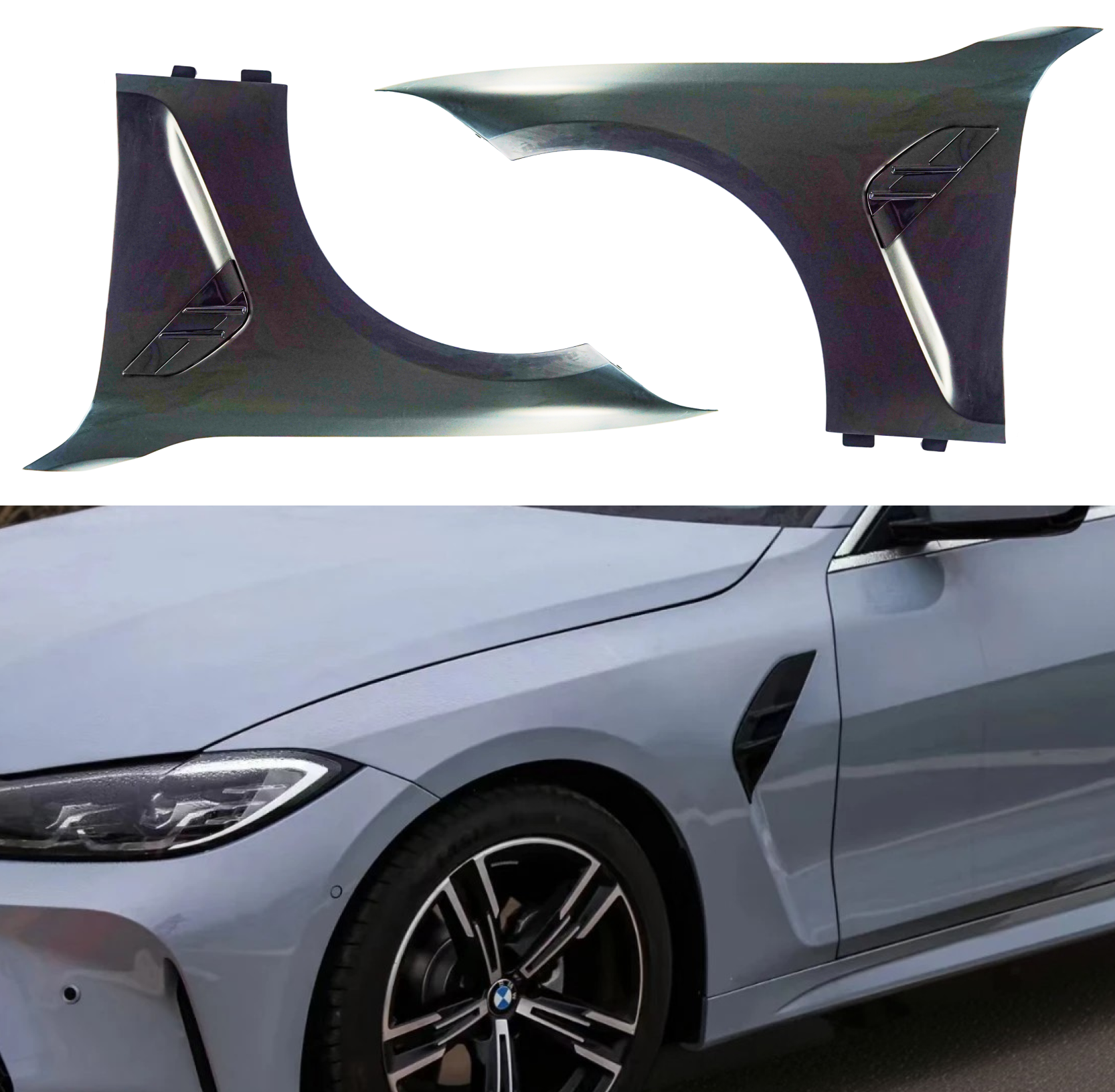 M4 Style Front Side Fenders Panel Vented Body Fenders For 2021-25 BMW ...