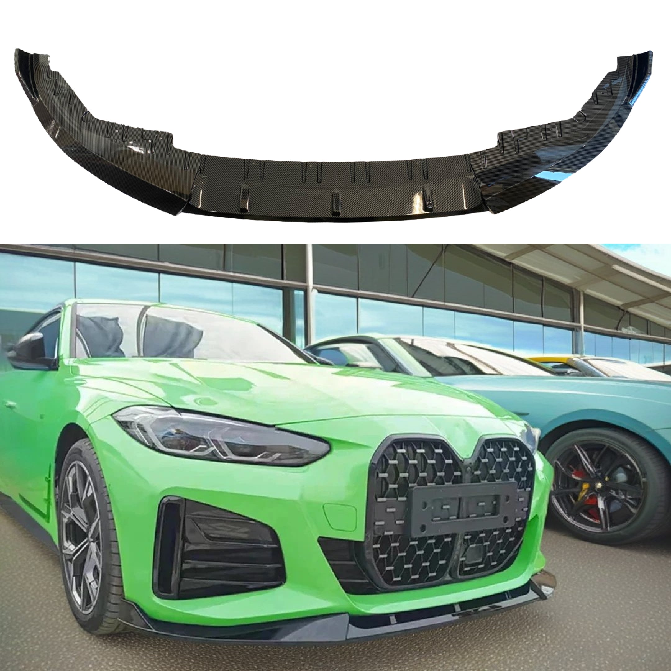 Carbon Fiber Print Front Bumper Lower Lips Fits BMW 2021-2024 G22 G23 ...