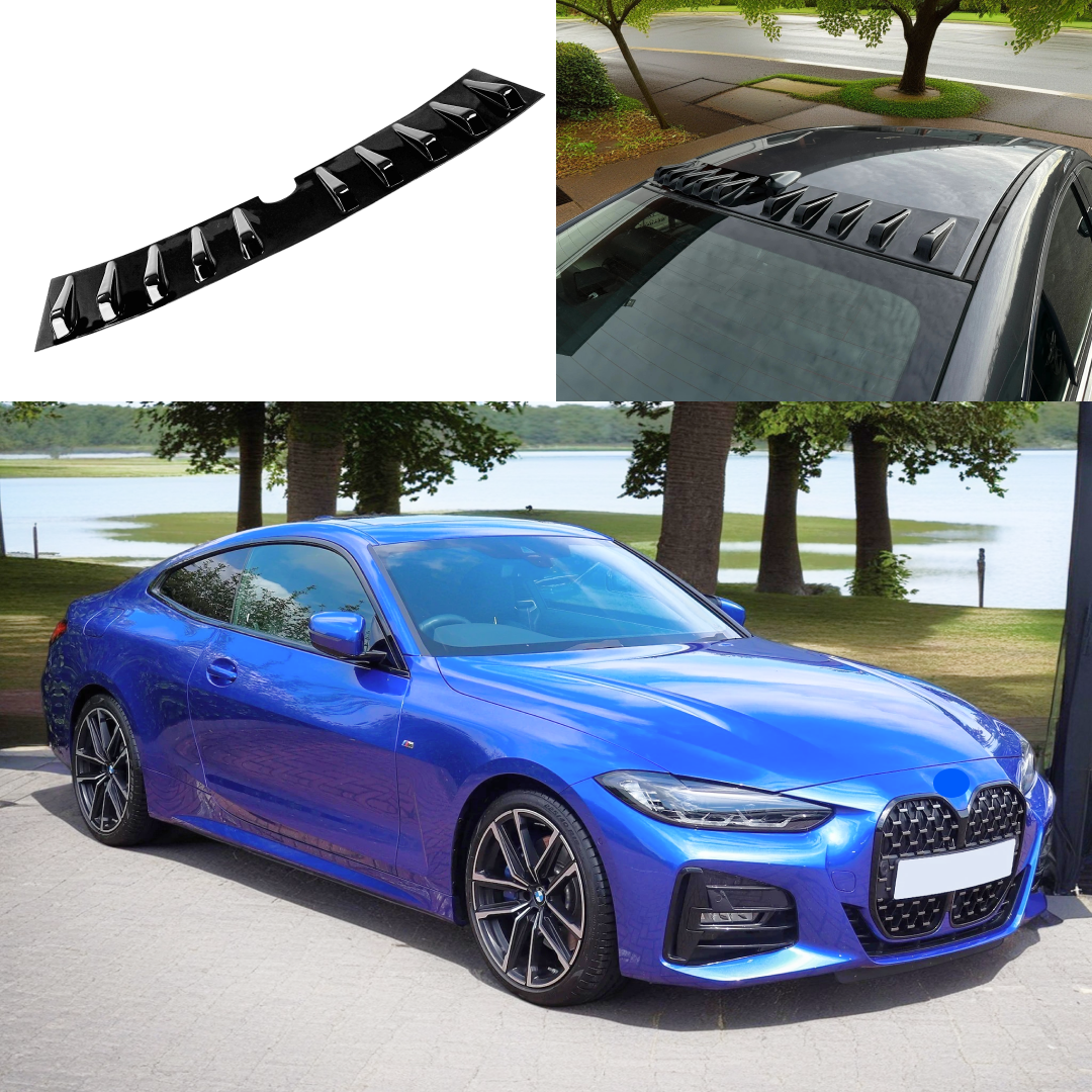 Shark Fin Gloss Black Rear Roof Car Spoiler Wing Vortex Generator For ...