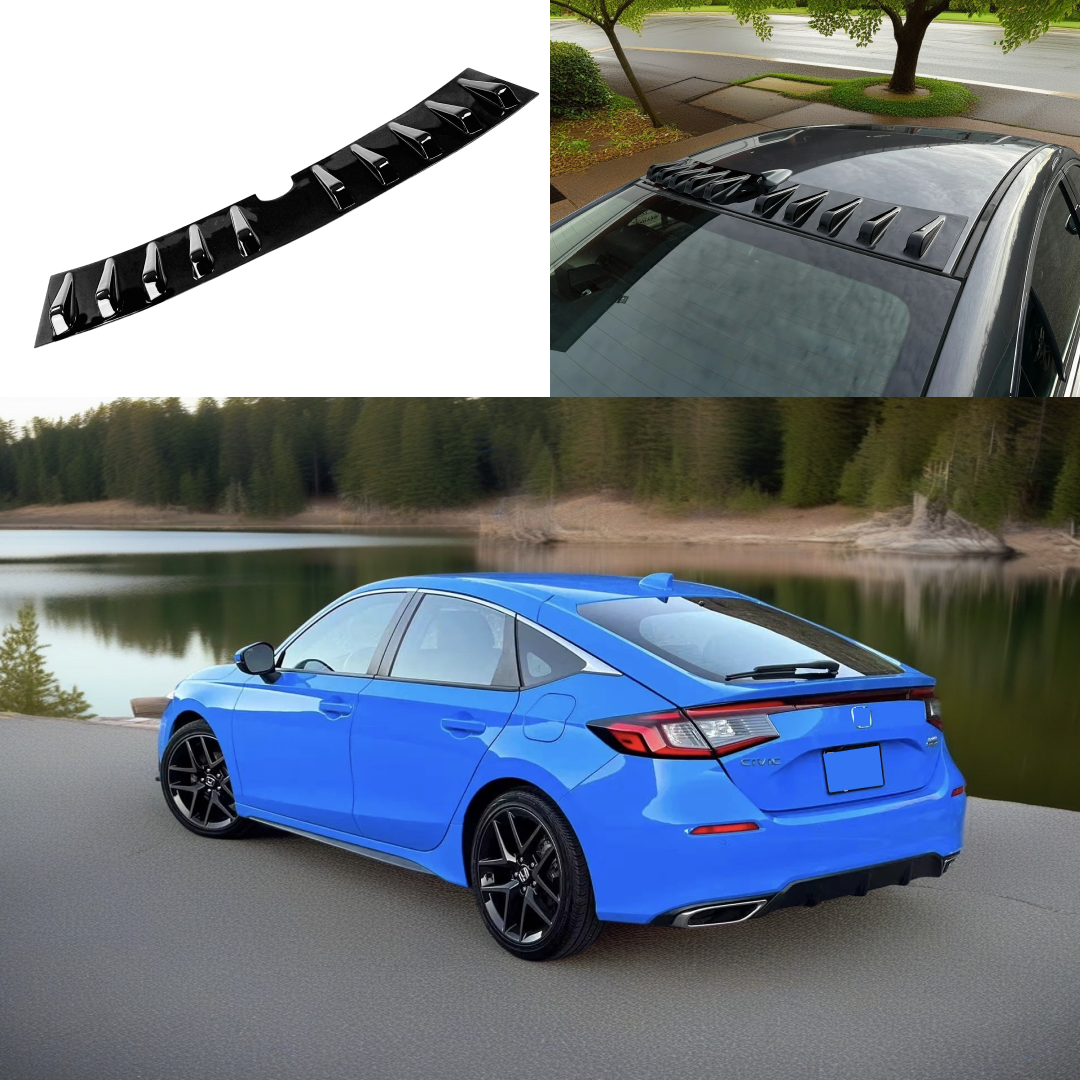 Gloss Black Vortex Generator Rear Shark Fin Roof Car Trunk Spoiler Wing ...