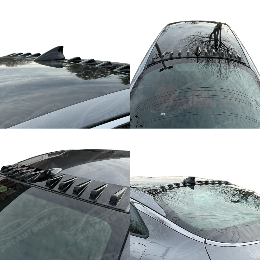 Gloss Black Rear Shark Fin Roof Car Trunk Spoiler Wing Vortex Generator ...