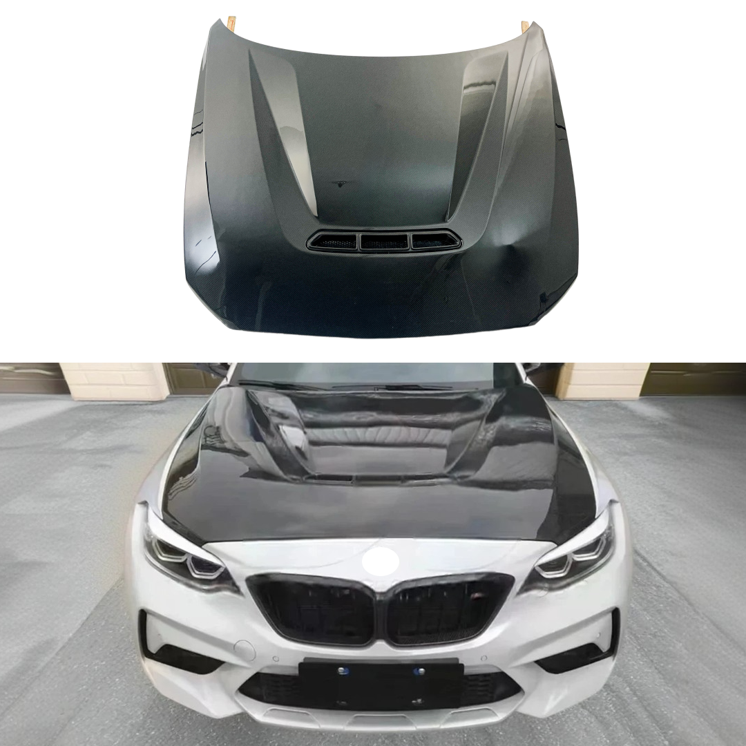 For 16-21 BMW M2 F87 CS Style Real Carbon Fiber Front Vented Hood Pane ...