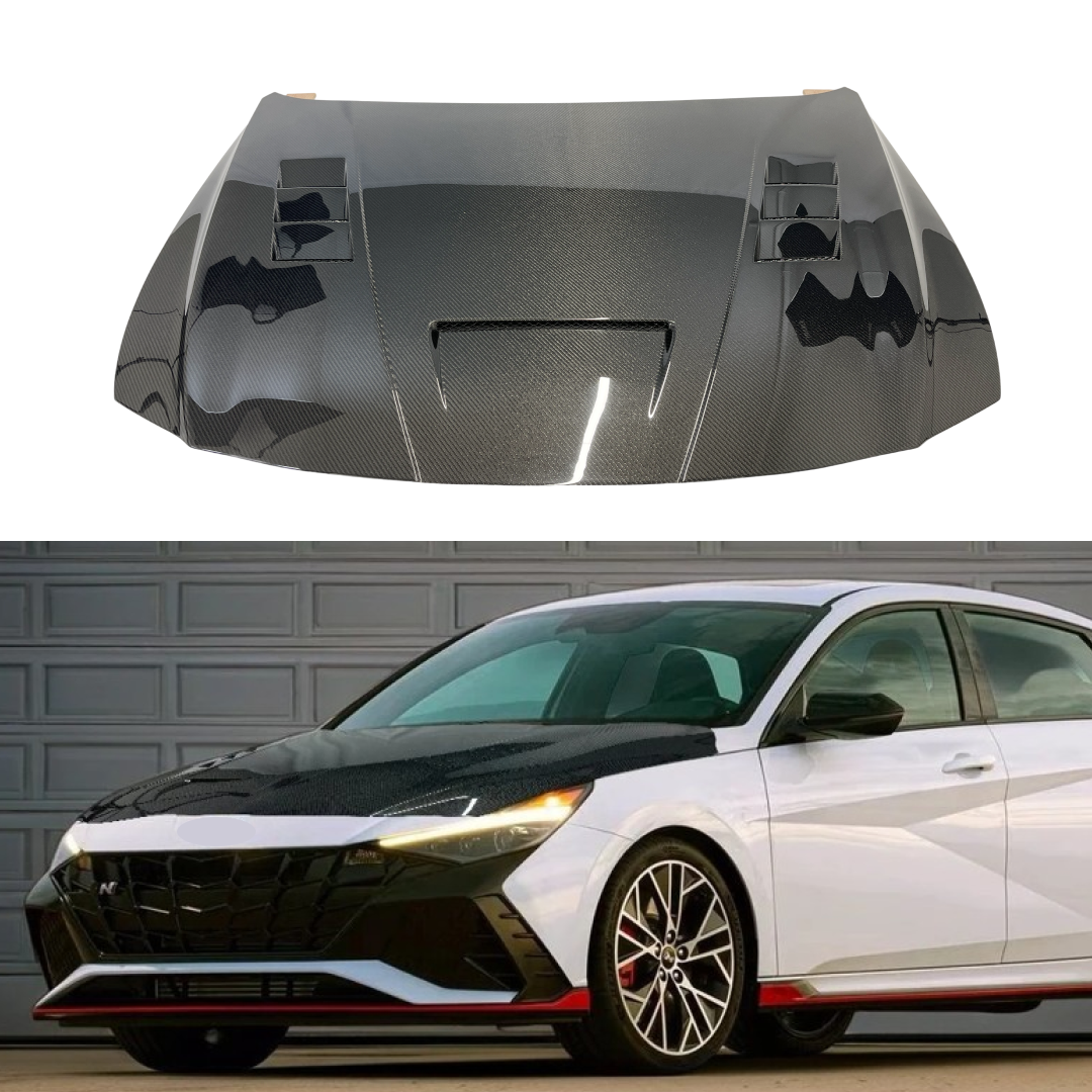 Carbon Fiber Fits 2022-2025 Hyundai Elantra N Real Front Engine Vented ...