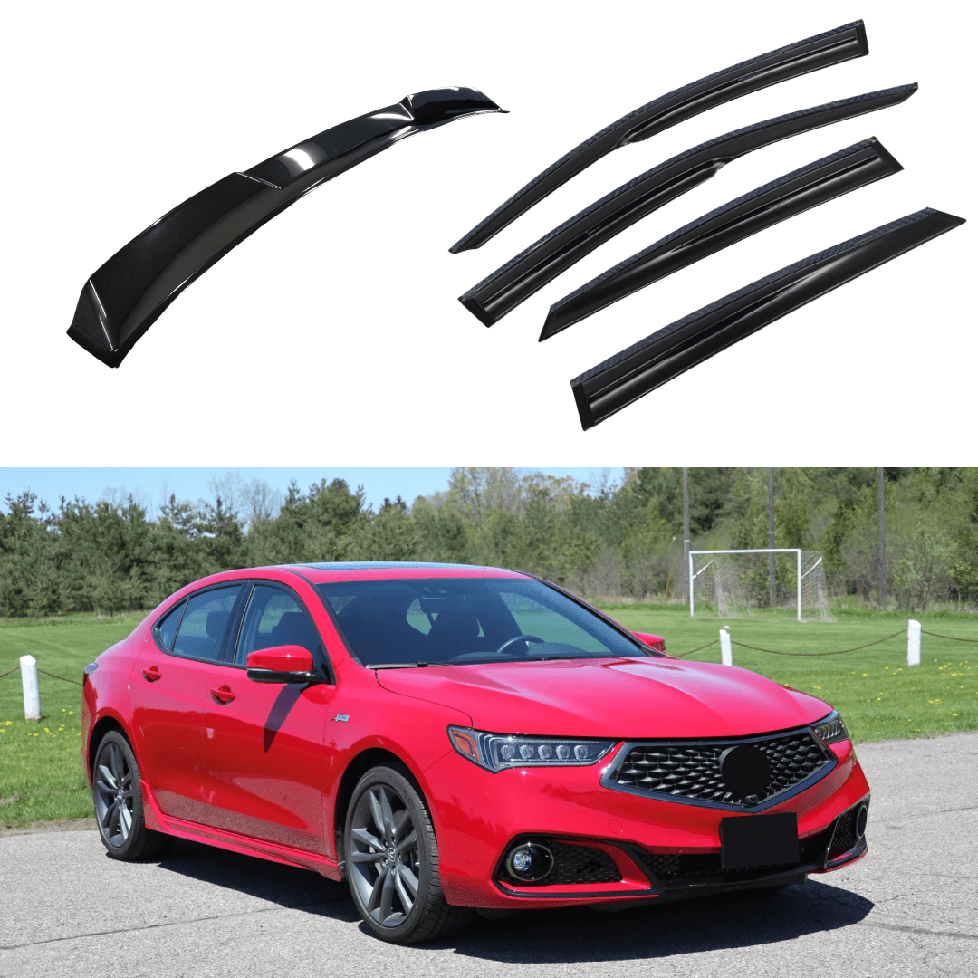 Fits 2015-2020 Acura TLX Carbon Trim Window Vent Visors & Rear Roof Sp ...