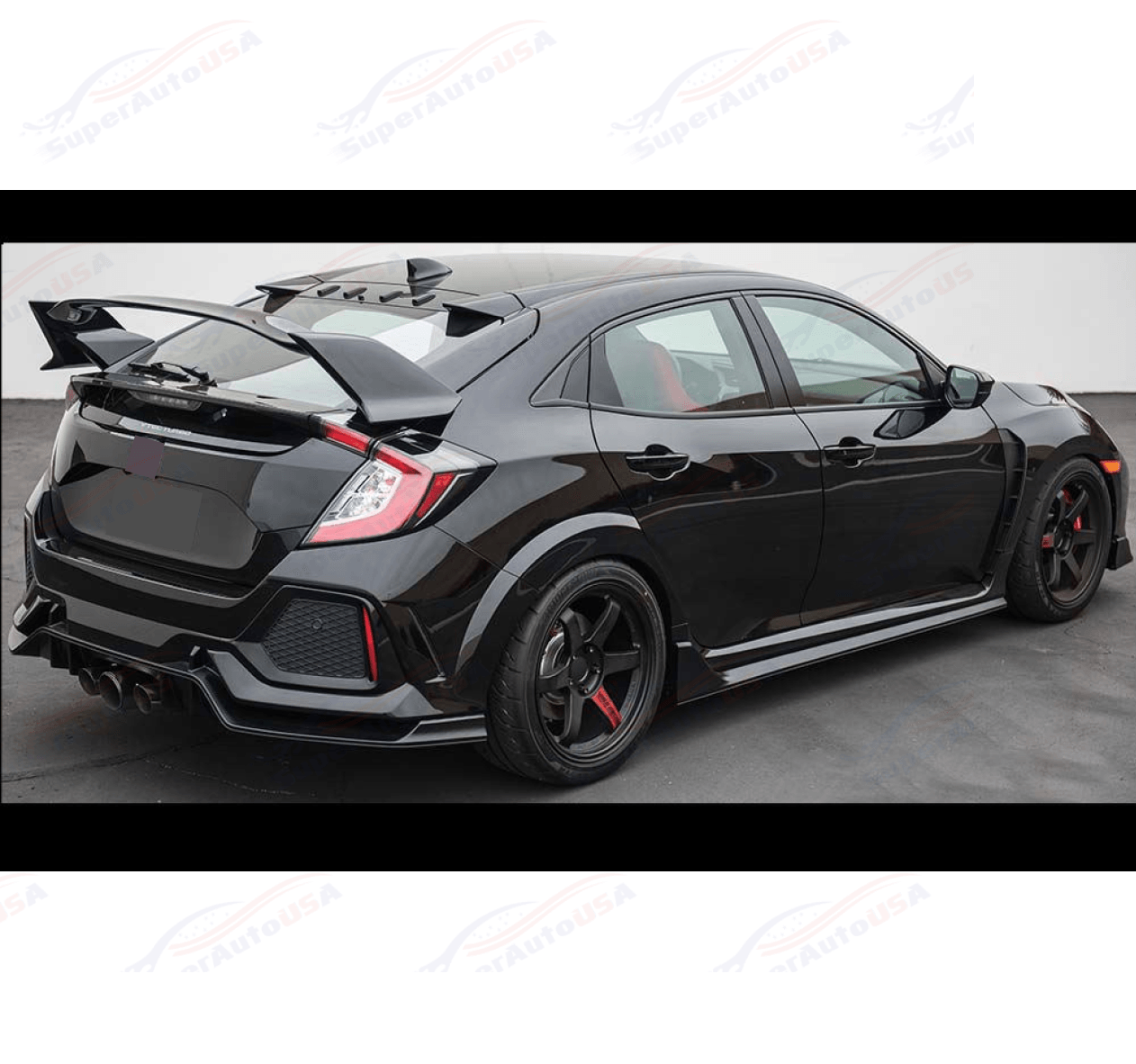 For 2017-2021 Honda Civic Hatchback Type-R Look Rear Bumper Garnish W ...