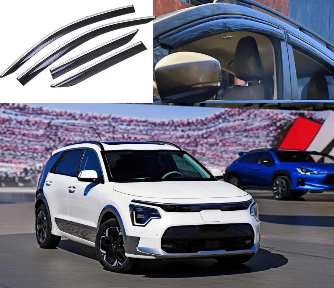 Fits Kia Niro 2023-2024 Chrome Trim Rain Guards Window Visors ...