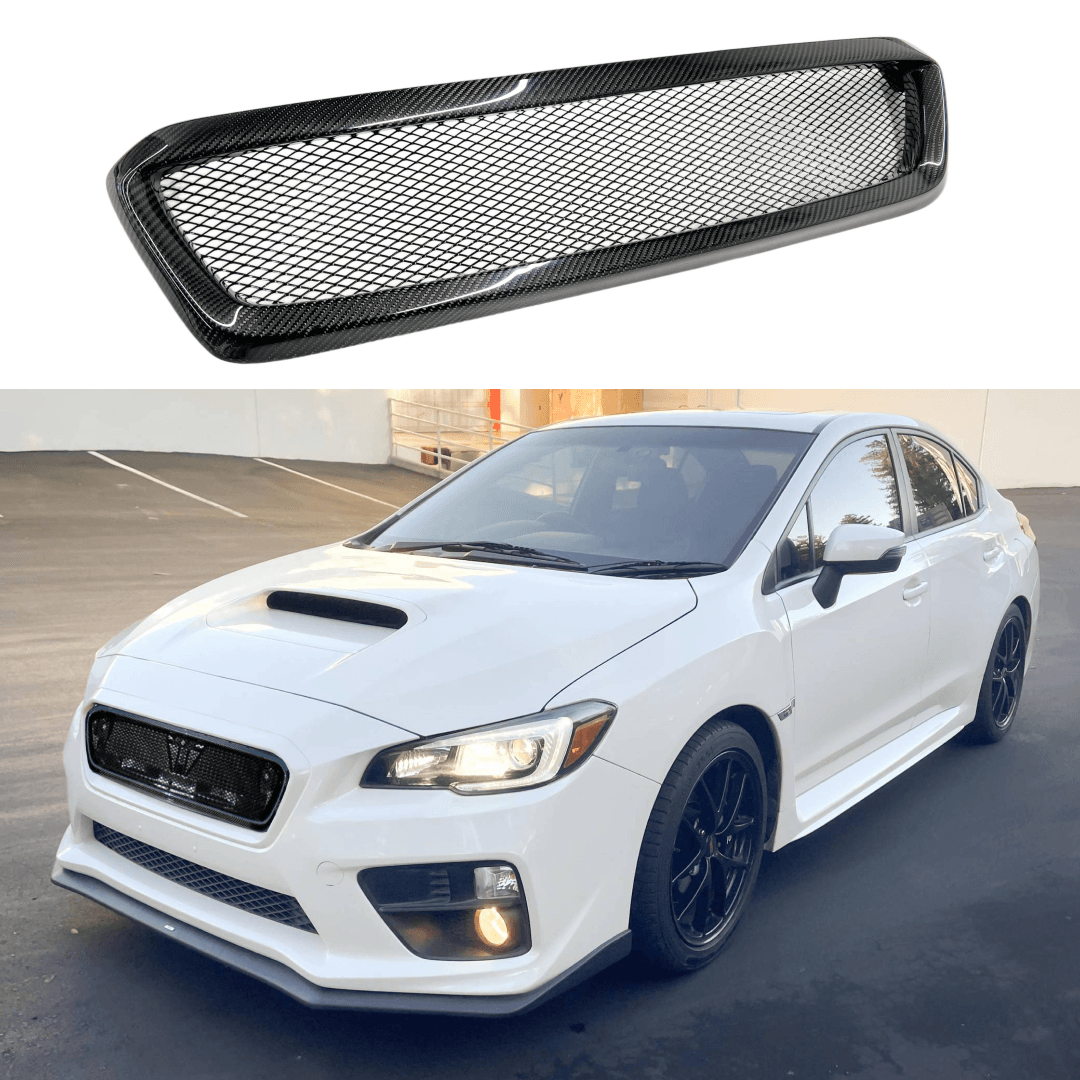 Fits 2015-2017 Subaru WRX STI Real Carbon Fiber Front Grille Sport Sty ...