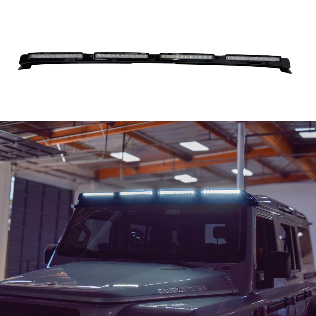 Glossy Black Roof Light Top Lamp Four Light Bars Fits INEOS Grenadier ...