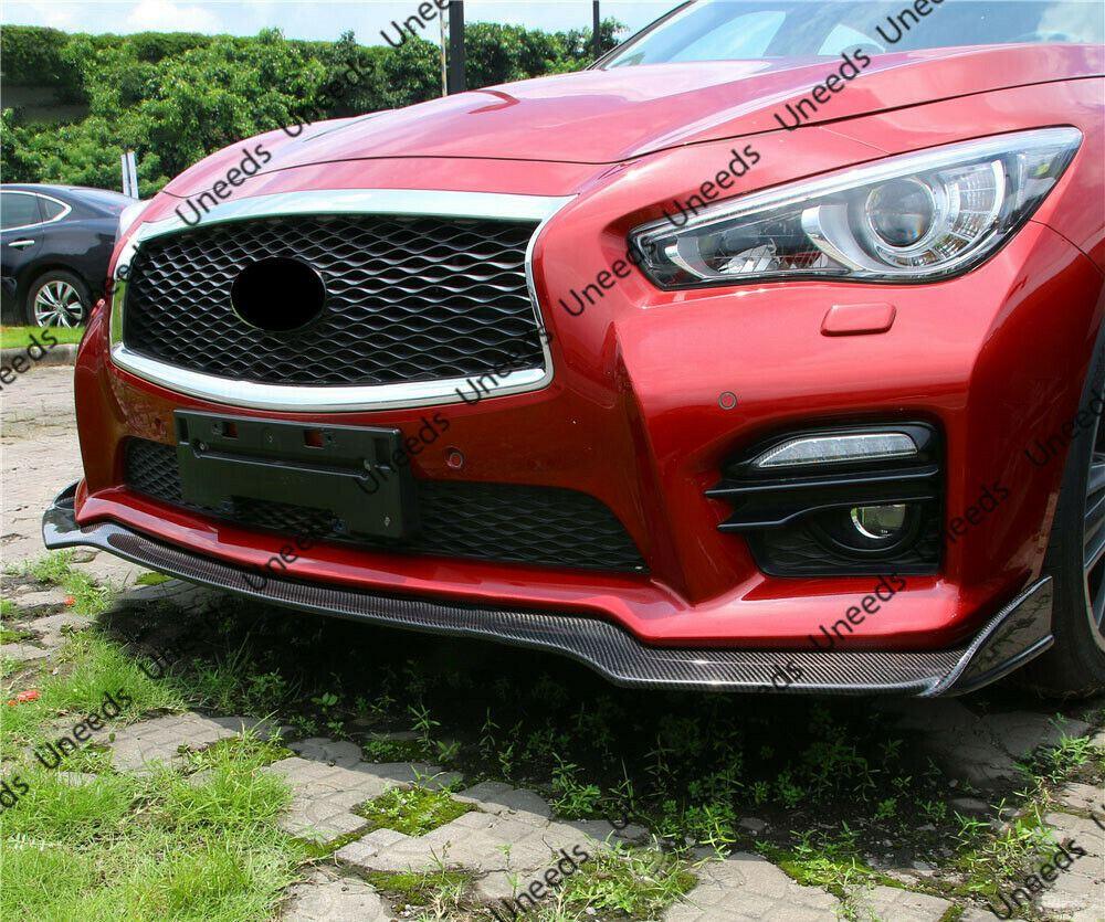 Fits 2014-2017 Infiniti Q50 Sport Front Bumper Lip Spoiler (Carbon Fib ...