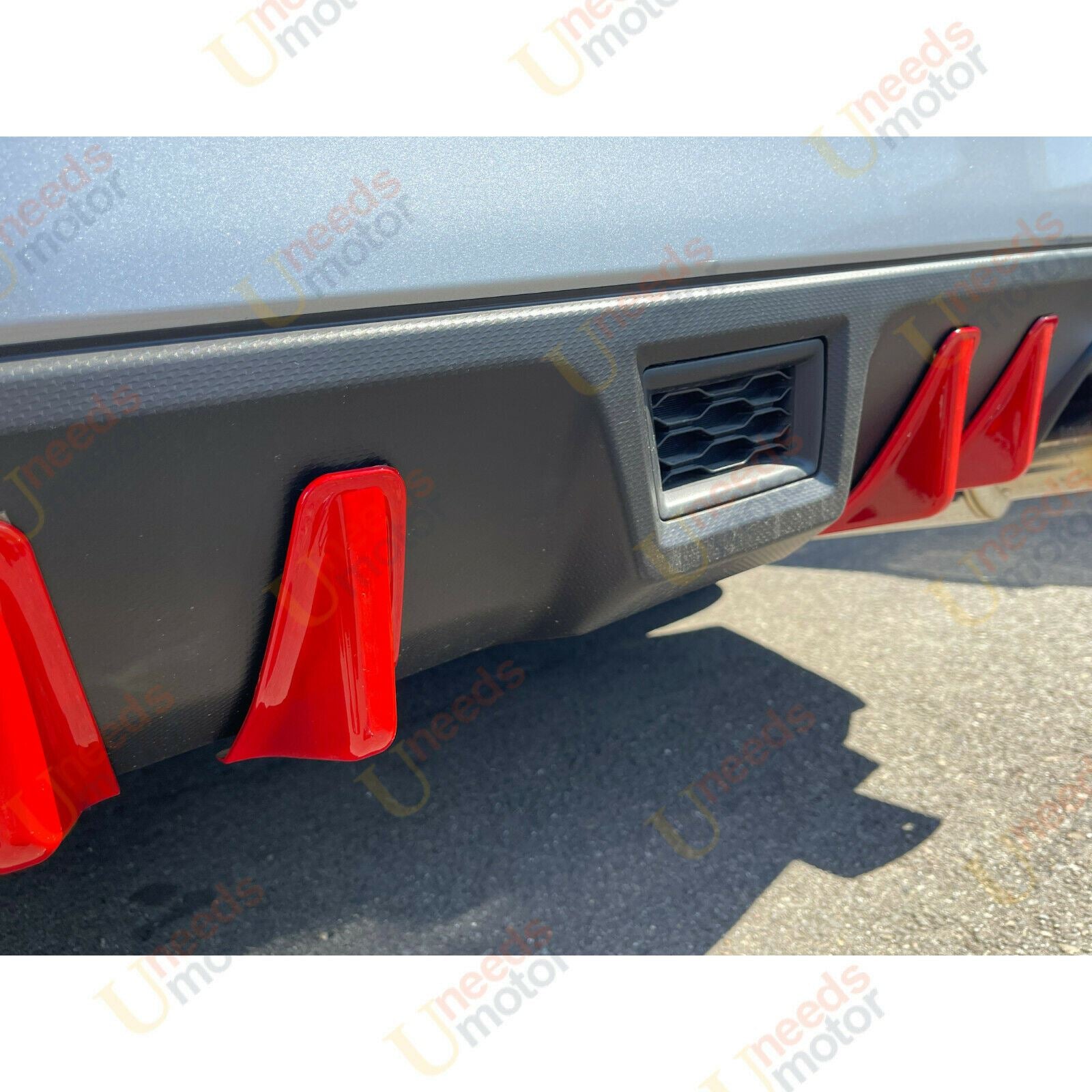 Fits 2015-2021 Subaru WRX STI 4th Sedan RED Rear Diffuser Shark Fins ...