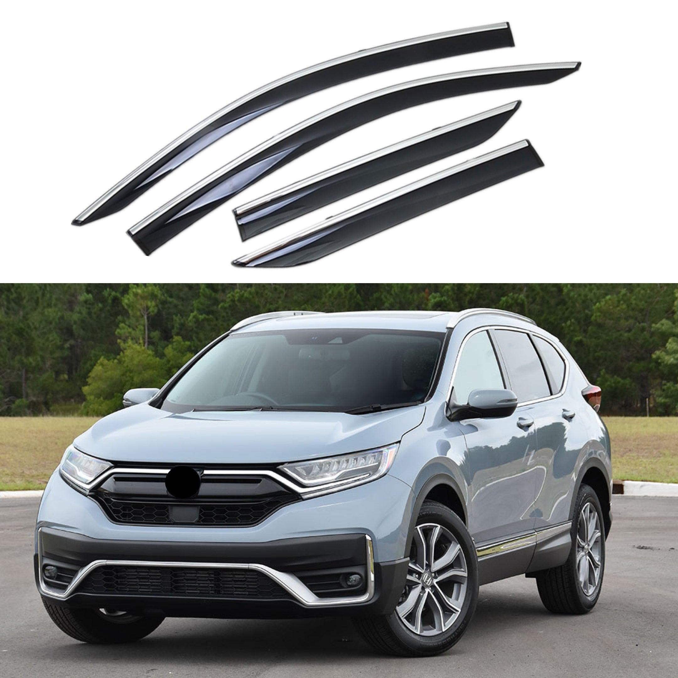 Fit 2012-2016 Honda CRV Clip-On Chrome Trim Window Visors Rain Guards ...