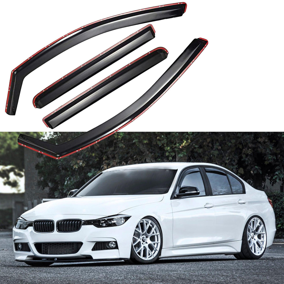 Fit 2012-2018 BMW F30 3 Series In-Channel Vent Window Visors Rain Sun ...